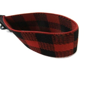 Buffalo Plaid Key Fob Stretch Keyholder Black and Red Plaid Bracelet ...
