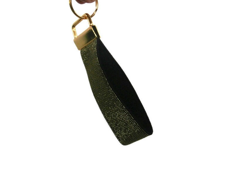 Stretchy Metallic Gold-tone Key Fob. Wrist Style Gold on Black - Etsy