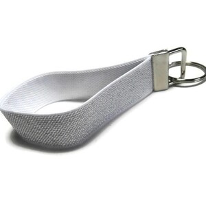 White Silver Metallic Key Fob Holder. Stretchy Metallic Key Fob. Wrist ...