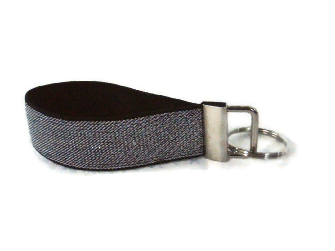 Black Metallic Key Fob Holder Stretchy Silver-tone on Black Key Fob ...