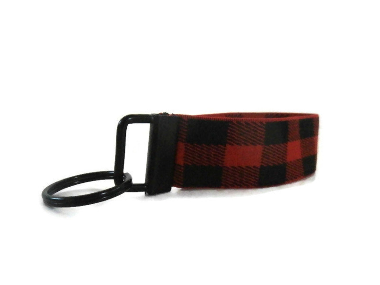 Buffalo Plaid Key Fob Stretch Keyholder Black and Red Plaid Bracelet ...