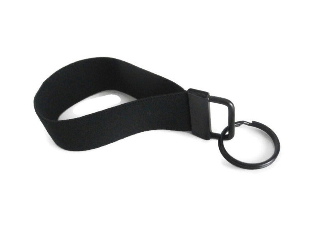 Black Key Fob. Stretchy Solid Black Key Fob. Wristlet Black Fob With ...