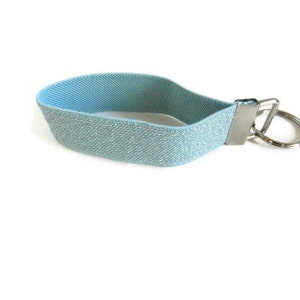 Key Fob Wrist Lanyard, Stretchy Key Wristlet, Metallic Aqua Blue ...