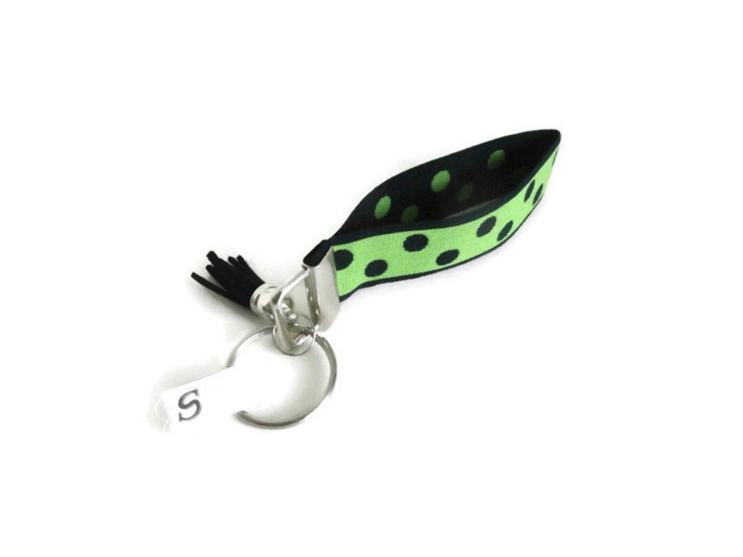 Modern Stretch Key Fob Lime Green and Navy Size Small Key Fob Holder ...