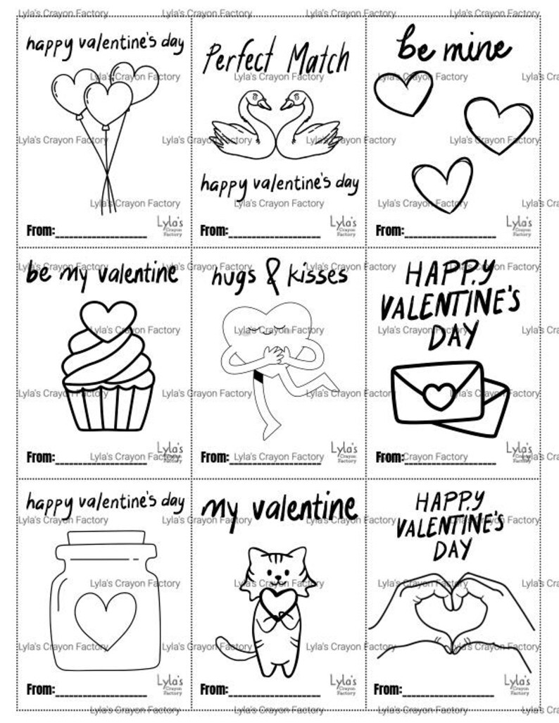 Tarjetas para colorear de San Valentín para niños (descarga digital ...