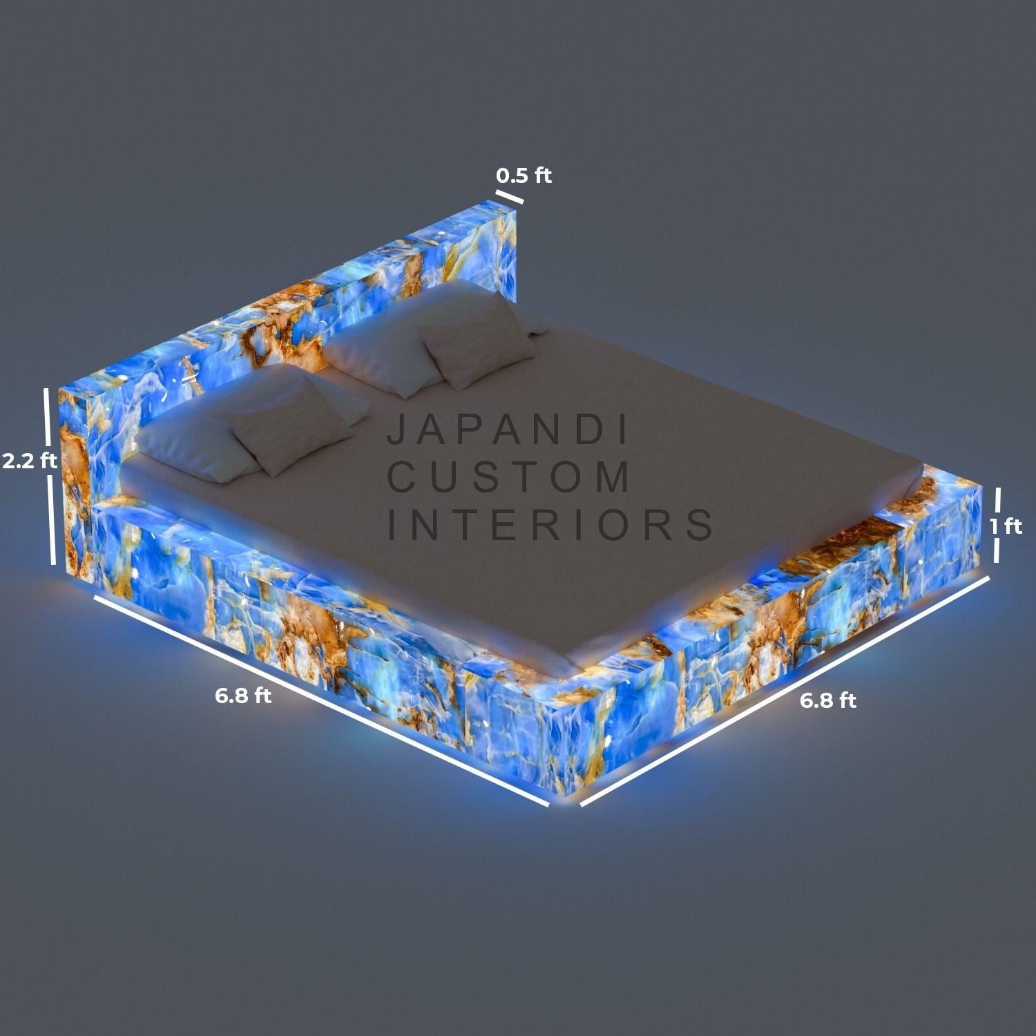 Blue Onyx Marble Bed Frame - Custom - Backlit Permissable - Etsy