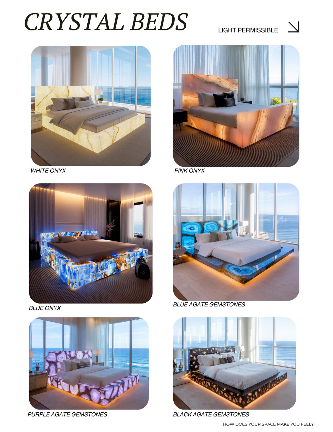 Blue Onyx Marble Bed Frame - Custom - Backlit Permissable - Etsy