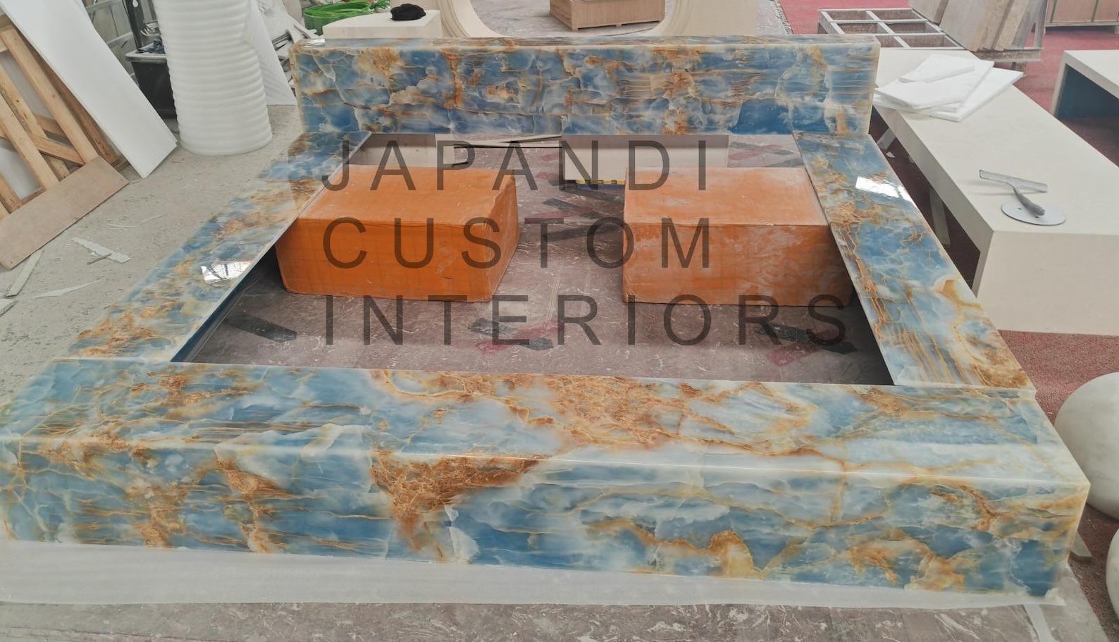 Blue Onyx Marble Bed Frame - Custom - Backlit Permissable - Etsy