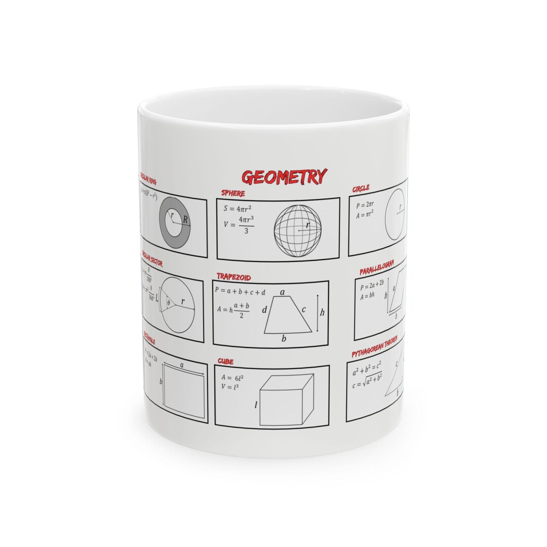 Geometry Mug Math Cheat Sheet Math Teachers Exam Prep Coffee Mug ...