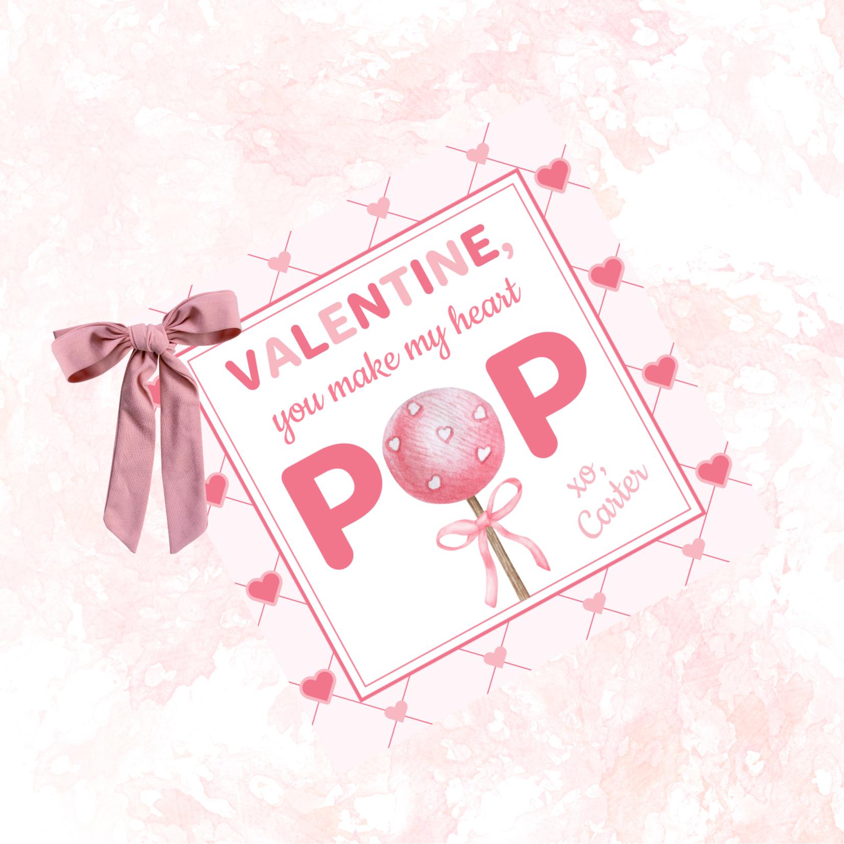 School Valentines Cards, Cake Pop Valentine, Lollipop Valentines, You ...