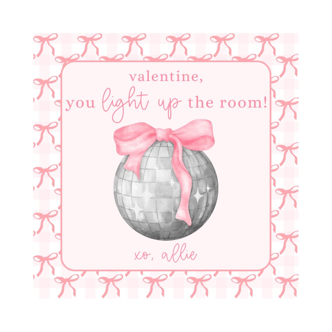 Preppy Bow Valentine Card, Set of 6, Tween Valentine Cards, Preppy ...