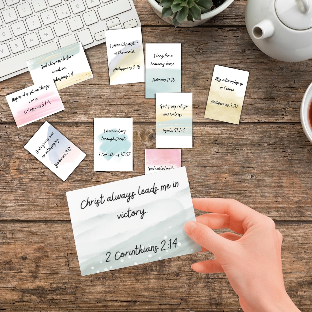 40 Bible Verse Affirmation Cards, Printable Scripture, Quote Flash ...