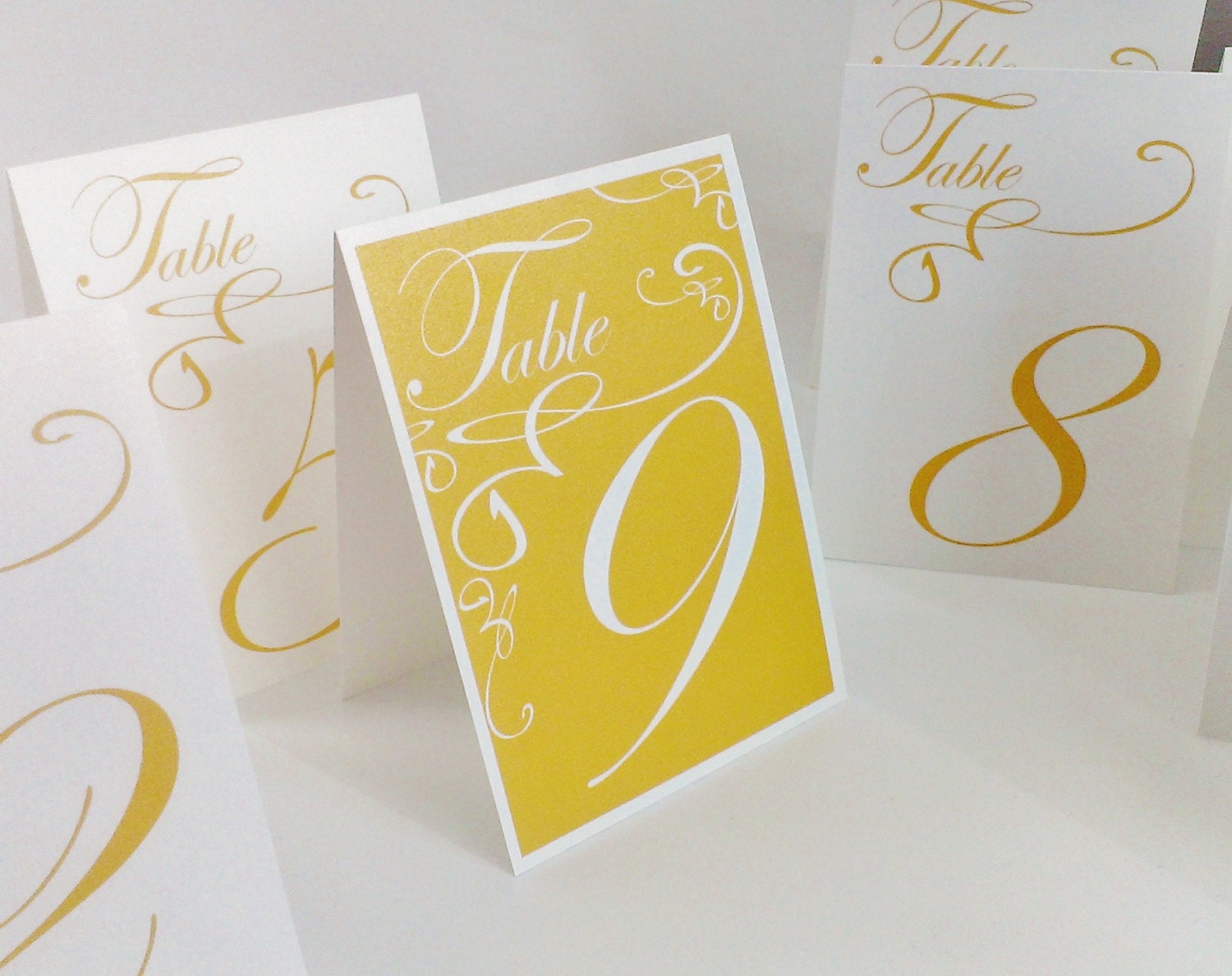 Table Markers / Table Tents / Wedding Table Numbers With Gold Text ...