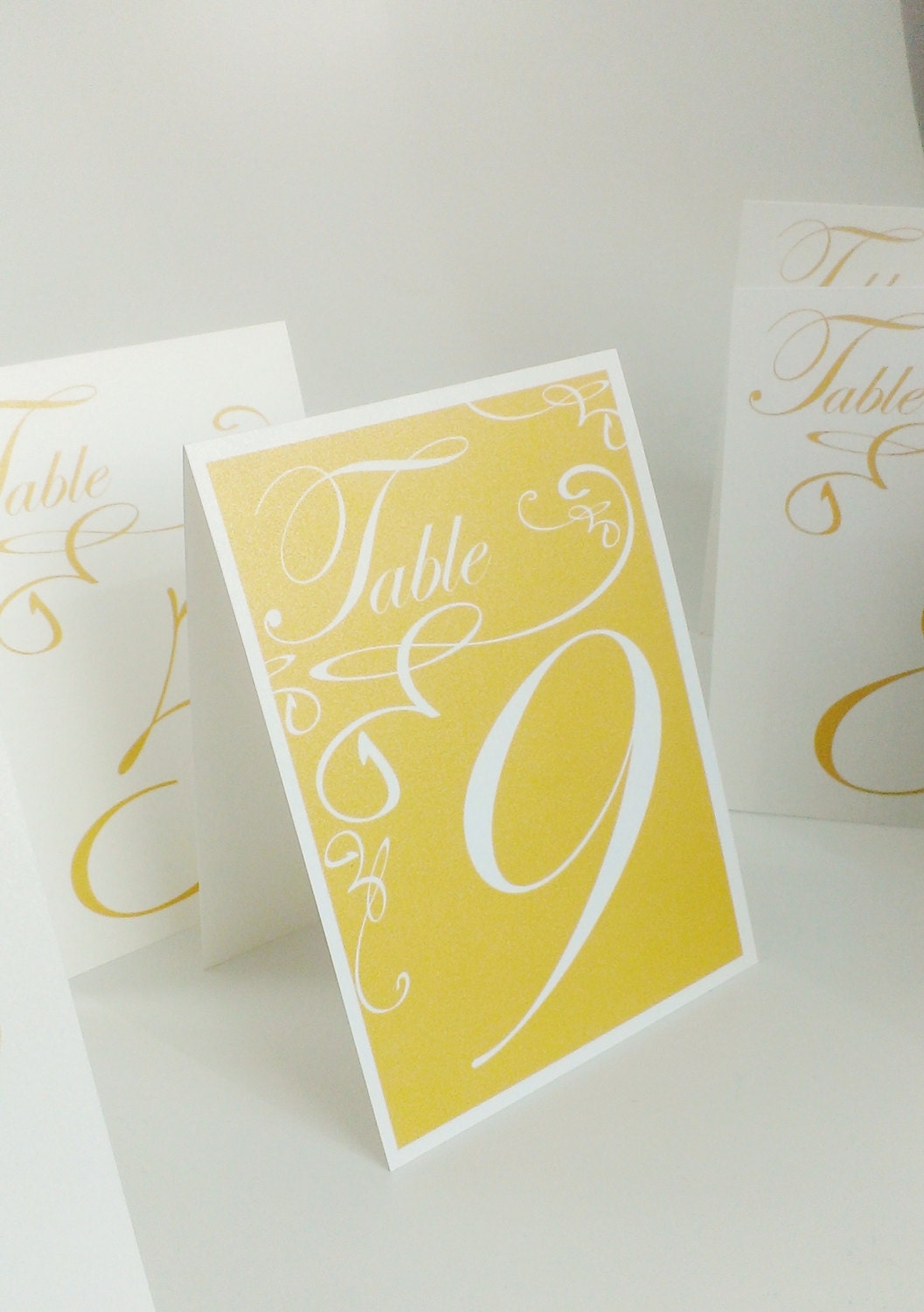 Gold Table Numbers, White and Gold Table Number Cards, Set of 6, White ...