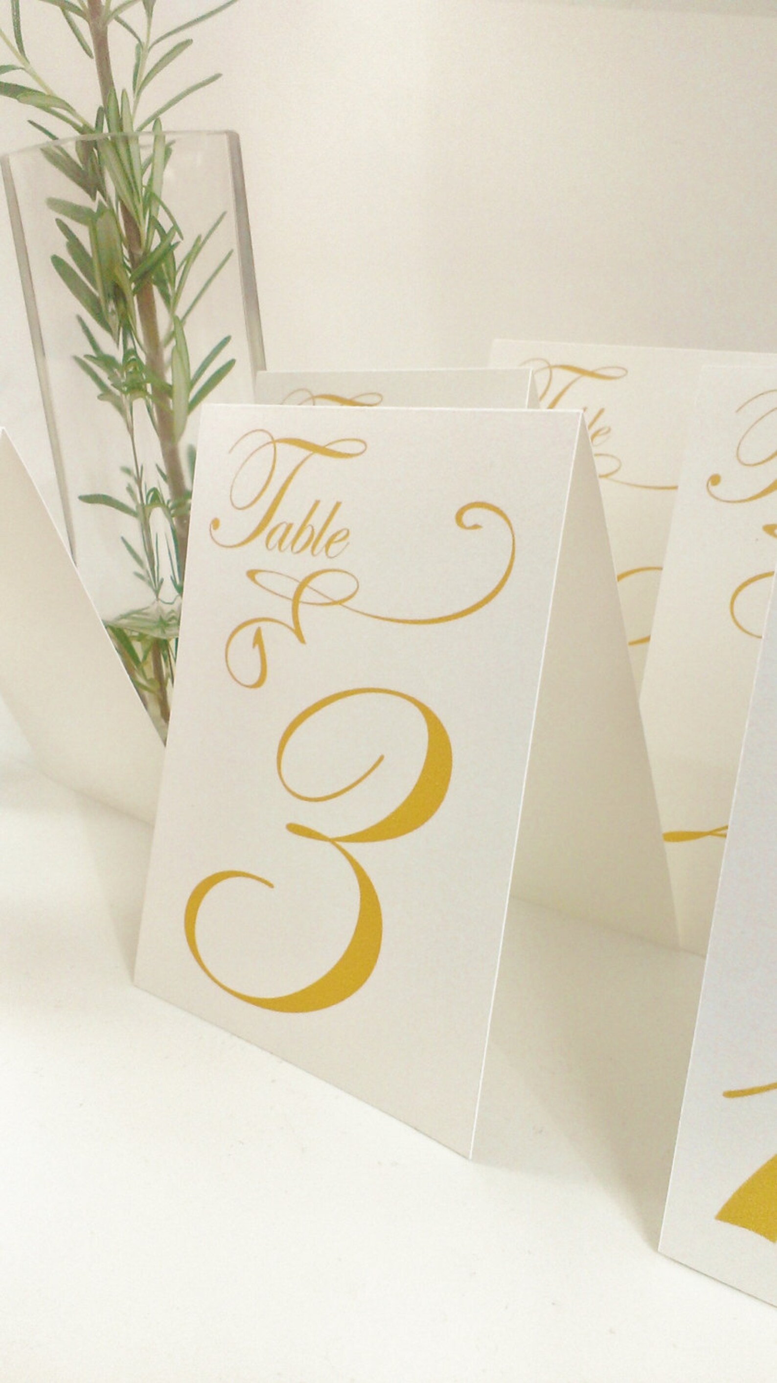 Table Markers / Table Tents / Wedding Table Numbers With Gold Text ...