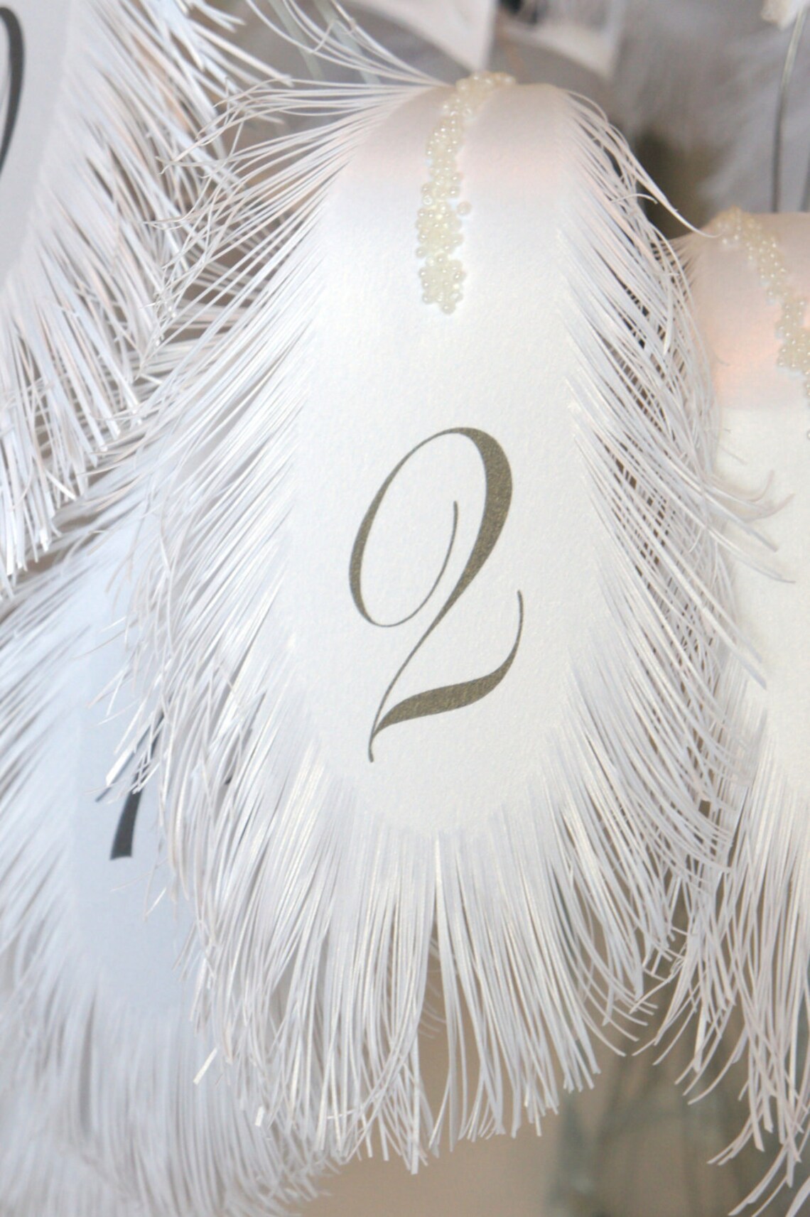 Wedding Table Numbers Feathers With Wire Stems for Flower Arrangement ...