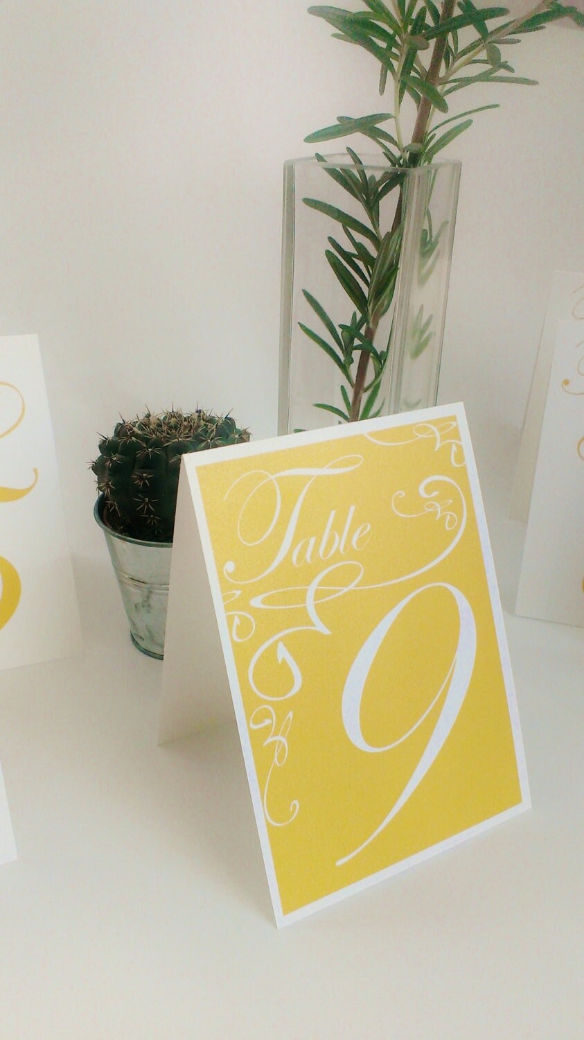 Gold Table Numbers, White and Gold Table Number Cards, Set of 6, White ...