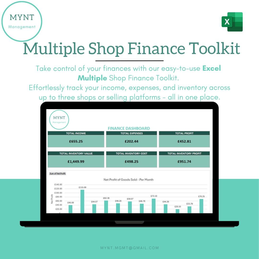 Multi-shop Finance Tracker | Excel Spreadsheet for Income, Expenses ...