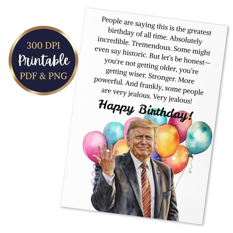 Trump Birthday Card: Printable MAGA Design - Etsy