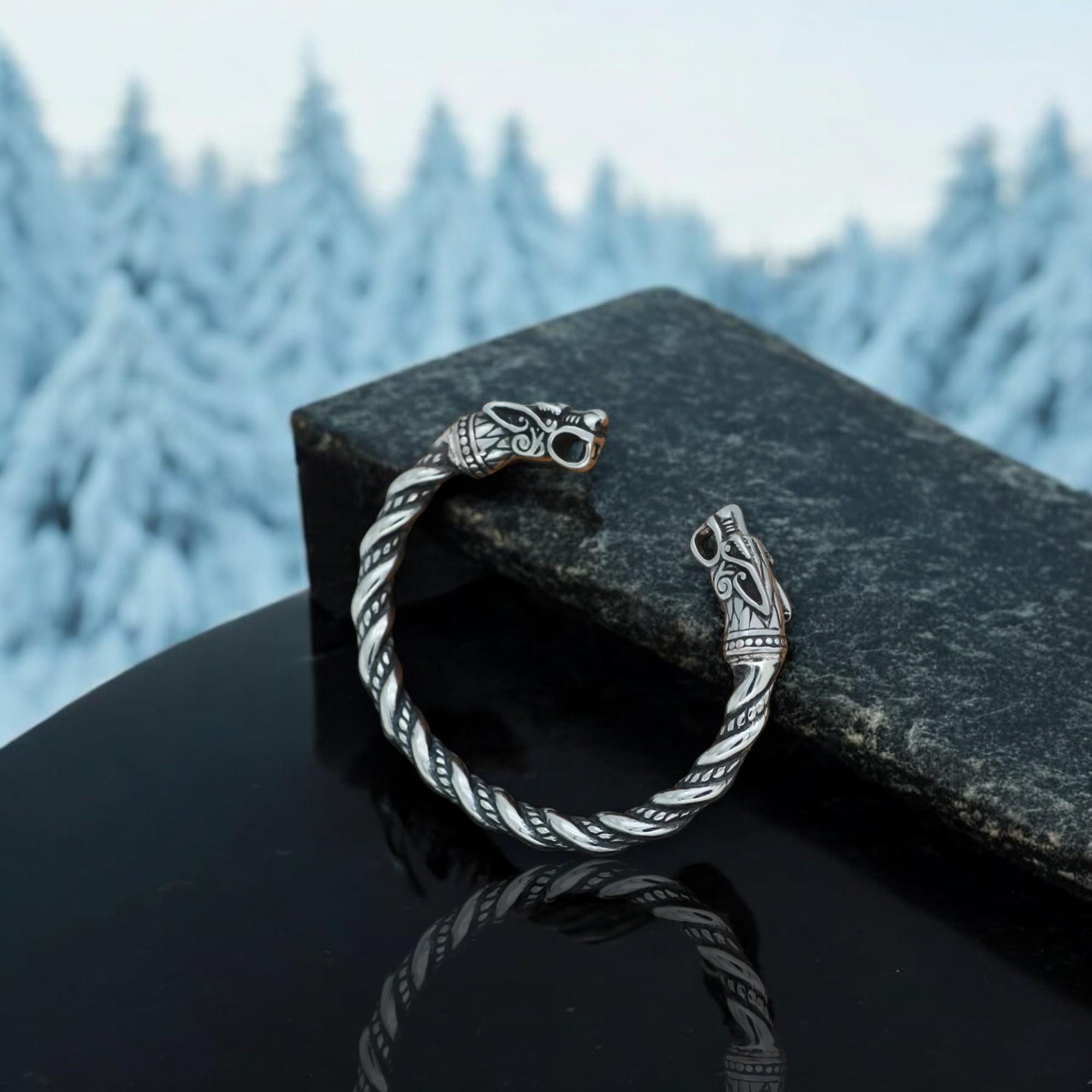 Wolf Head Torque Bracelet - Norse Viking Jewelry for Men, Nordic ...