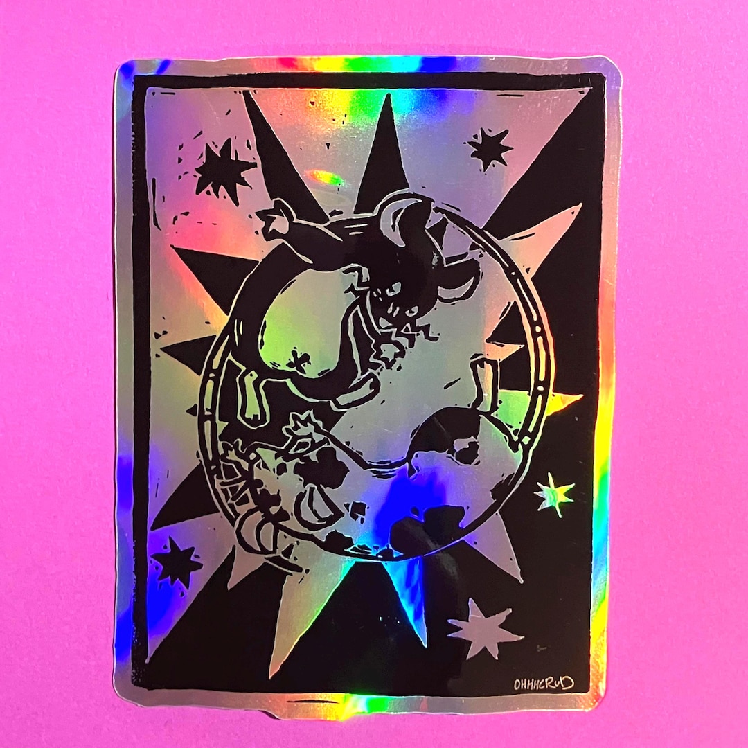 Swap Meet - Rat Block-printed Holographic Stickers - Etsy