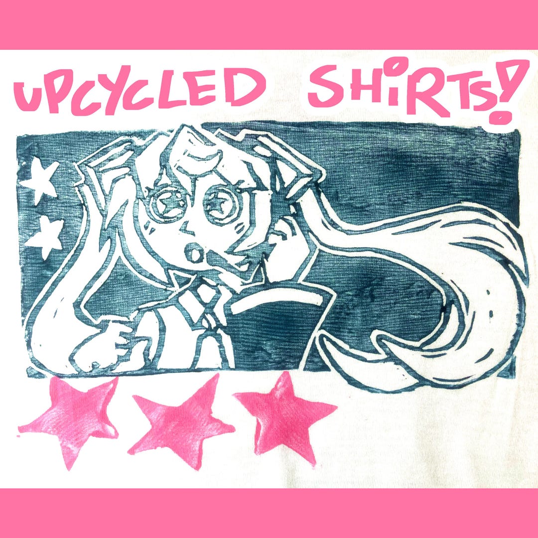 HATSUNE MIKU - Block Printed Upcycled Shirts - Etsy