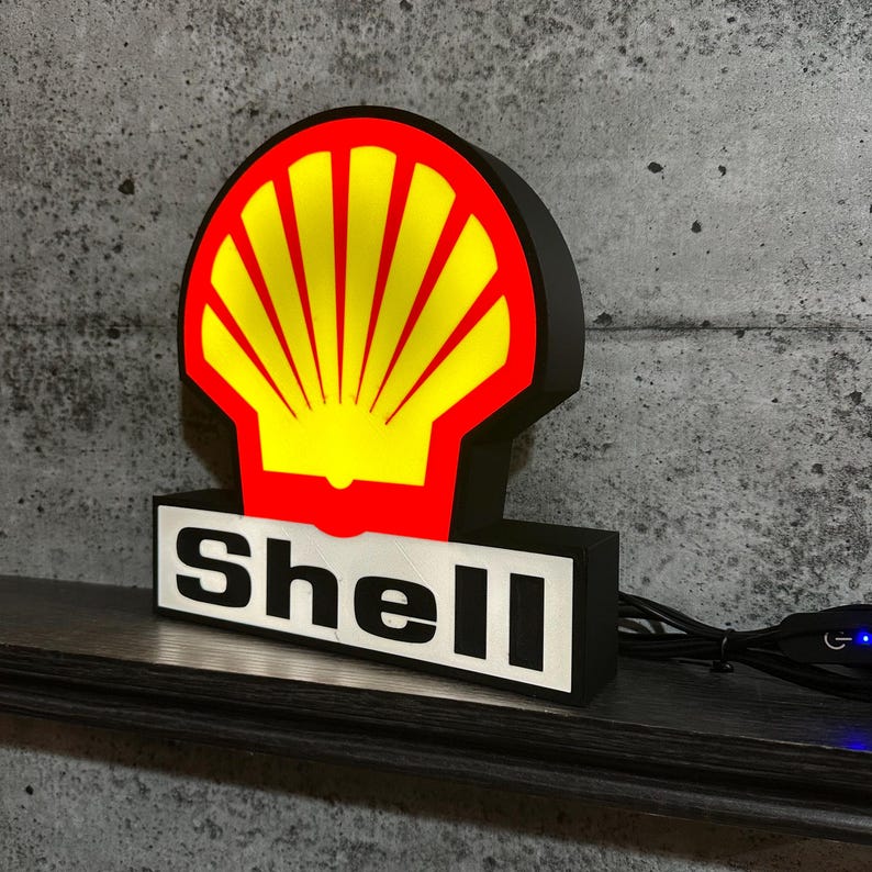 Shell Logo Lightbox – 3D Printed LED Sign | Gas Station Decor | Two ...
