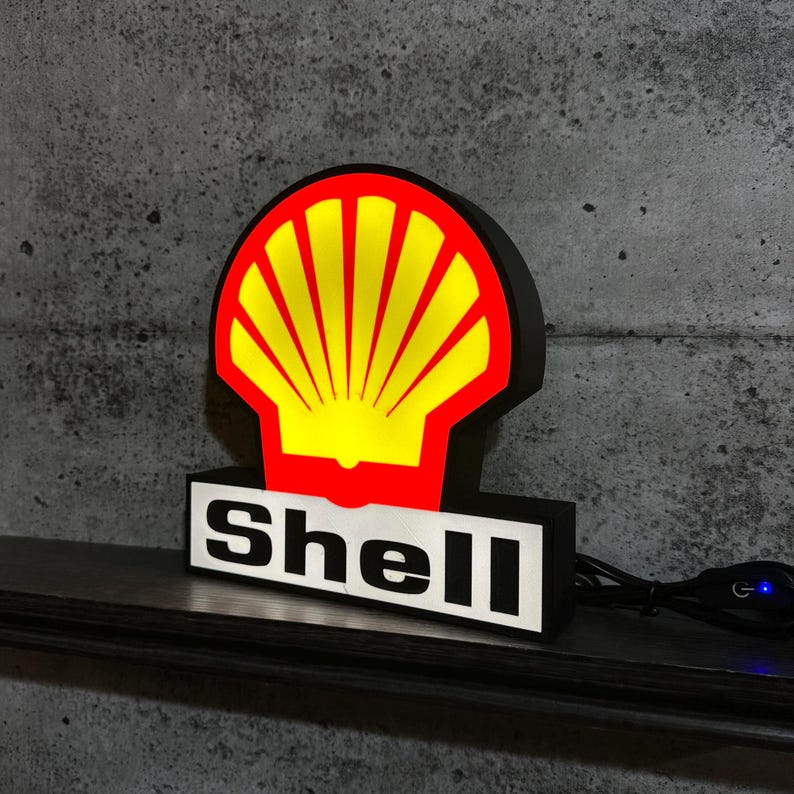 Shell Logo Lightbox – 3D Printed LED Sign | Gas Station Decor | Two ...