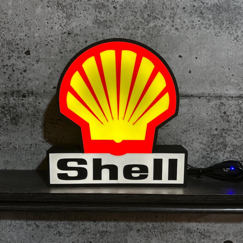 Shell Logo Lightbox – 3D Printed LED Sign | Gas Station Decor | Two ...