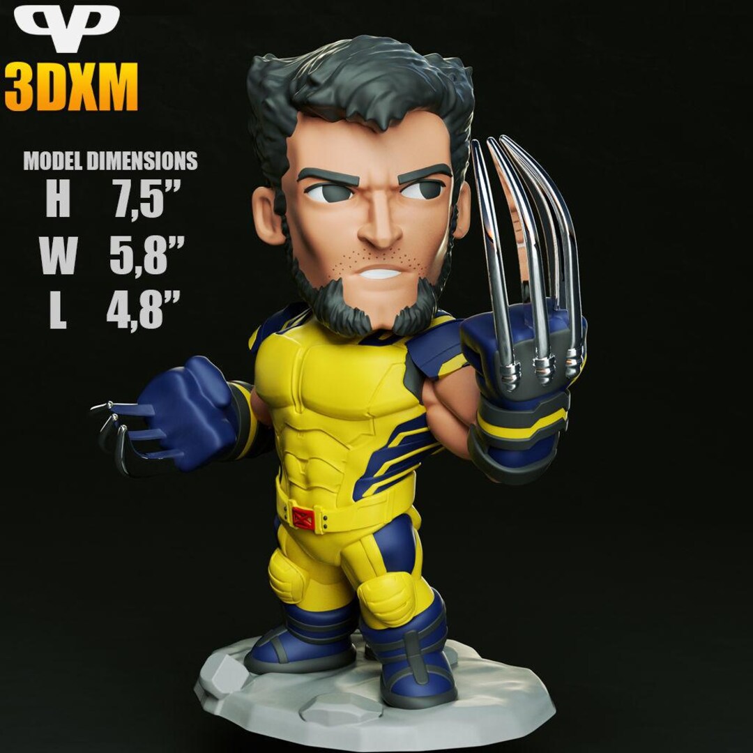 Wolverine Hugh Jackman Chibi by Chibistl 3DXM Unpainted - Etsy