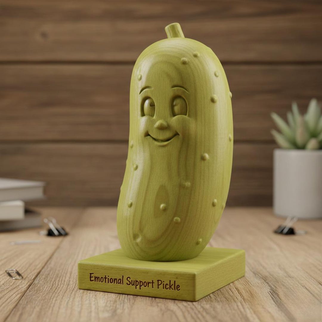 Emotional Support Pickle Hand-carved Whimsical Desk Companion Hilarious ...