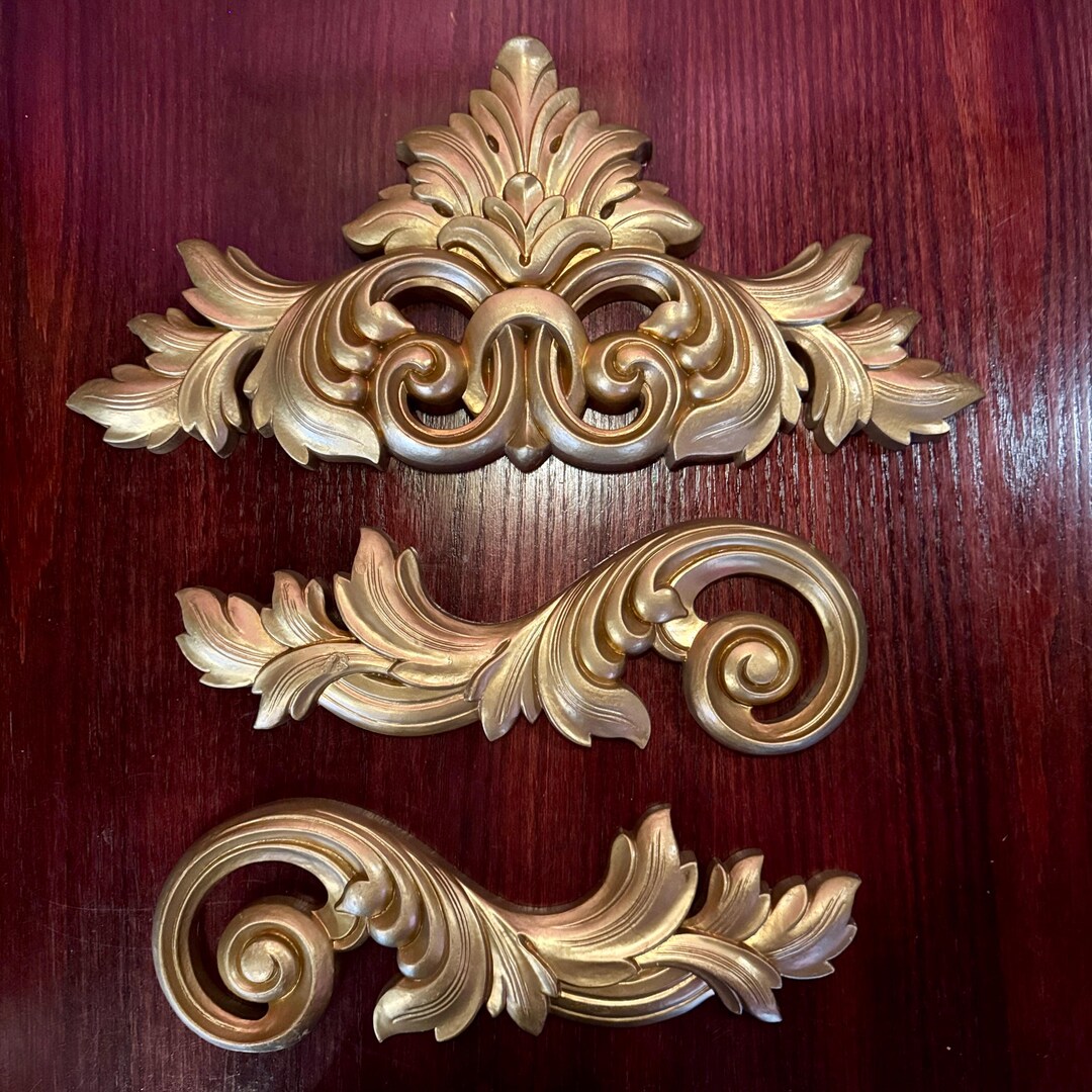 MCM Baroque-style Golden Pediment Wall Decor - Etsy