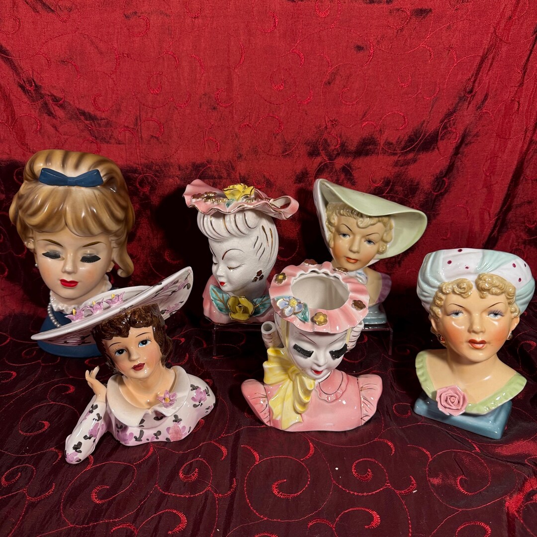 Vintage Lady Head Vases. Rubens, Ucagco, Lefton Napco. Hand Painted ...