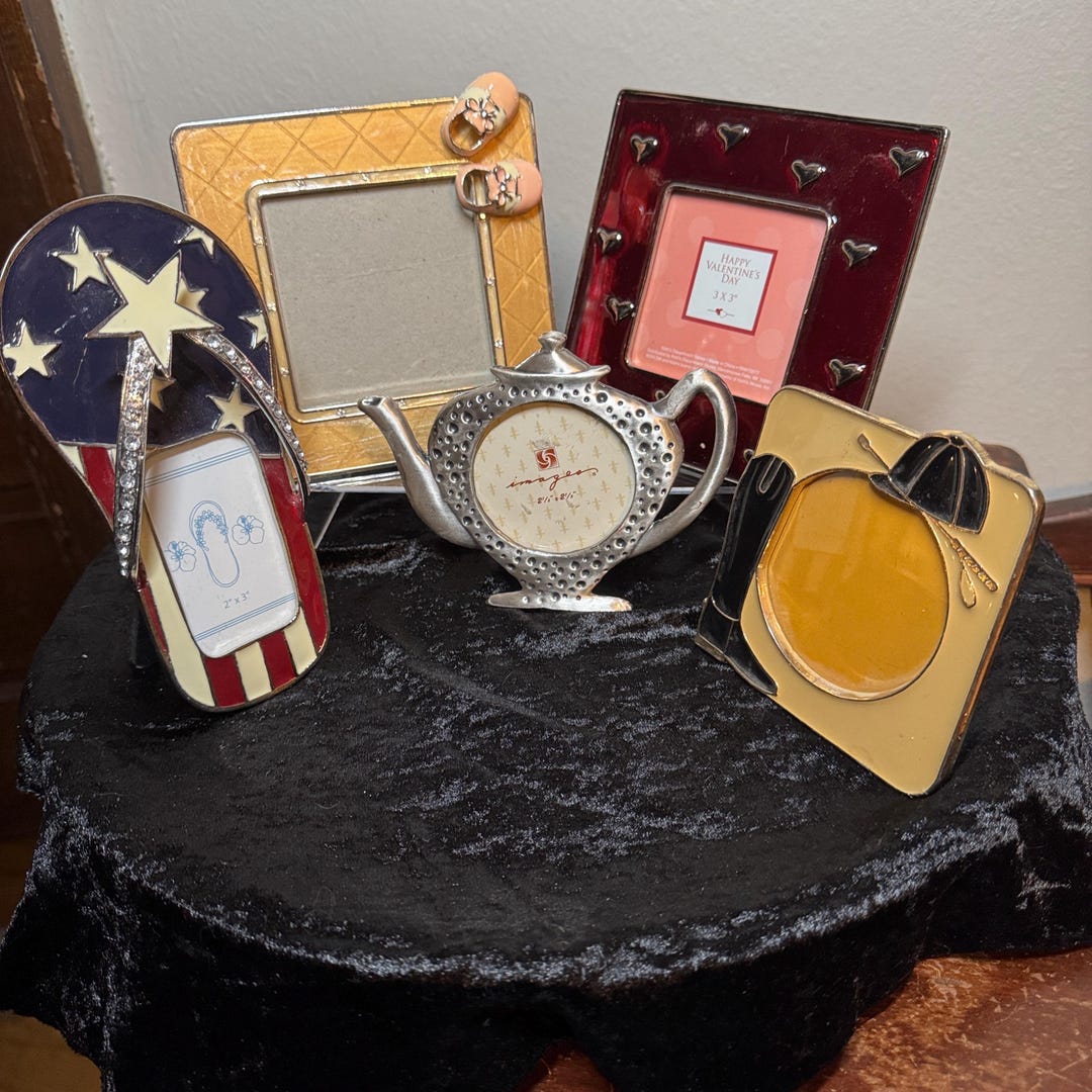 Vintage Small Miniature Picture Frames. Enamel and Metal. Various Sizes ...