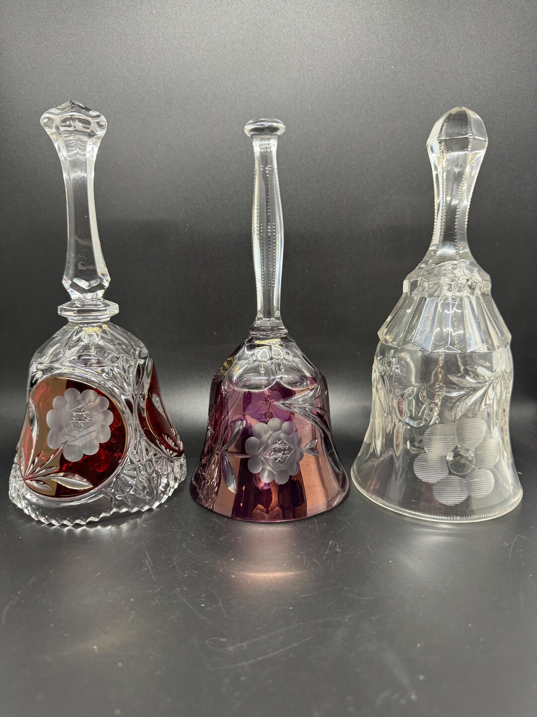 Crystal Etched-glass Bells. Germany Bohemian - Etsy