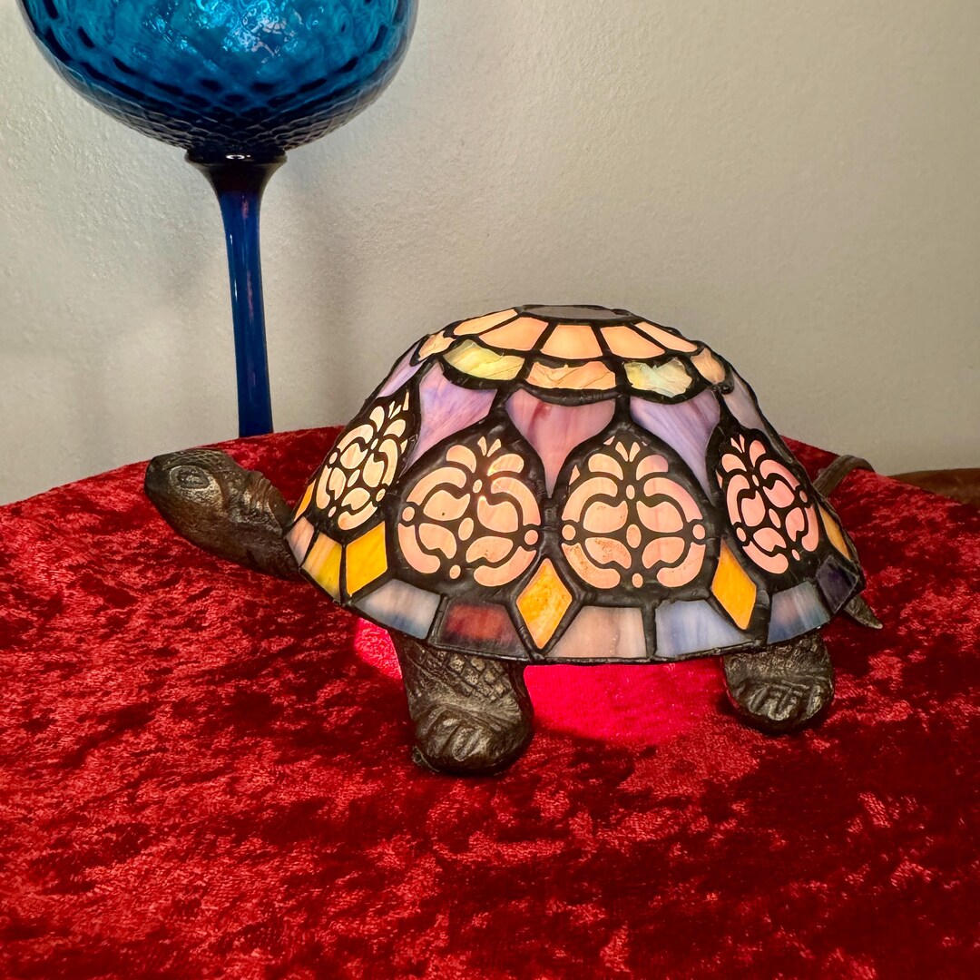Stained Glass TURTLE Accent Lamp, Nightlight or Table Lamp. Vintage ...