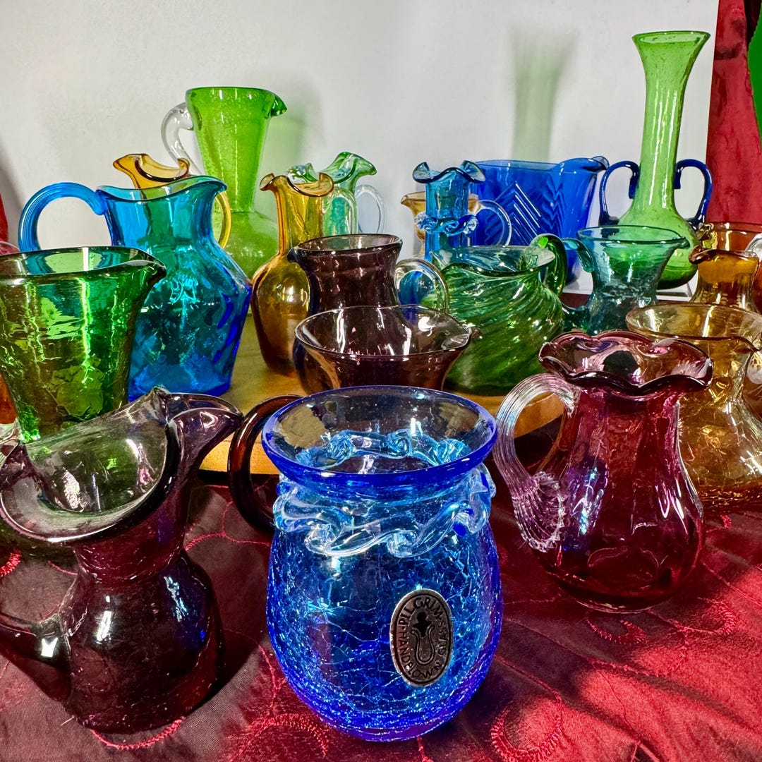 Mini Glass Pitchers, Cruets and Creamers. Vintage Crackle Glass. - Etsy