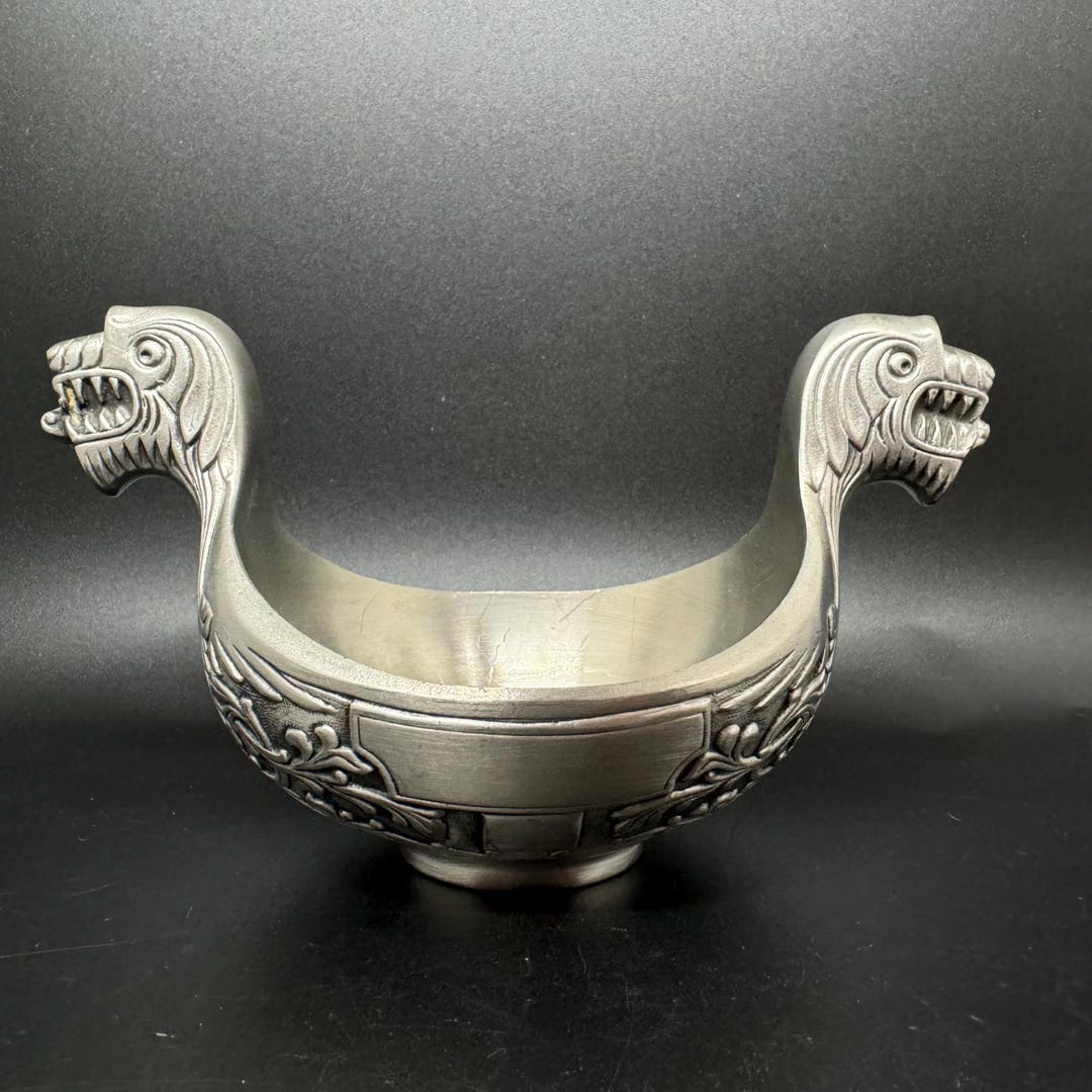 Royal Konge Pewter Viking Drinking Bowl With Dragon Heads. Norway - Etsy