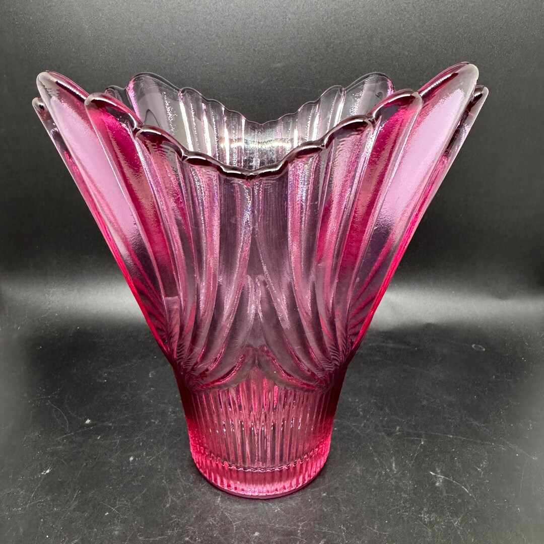 Fenton Dusty Rose Art Glass Vase. Spun Drapery Panel Design. - Etsy