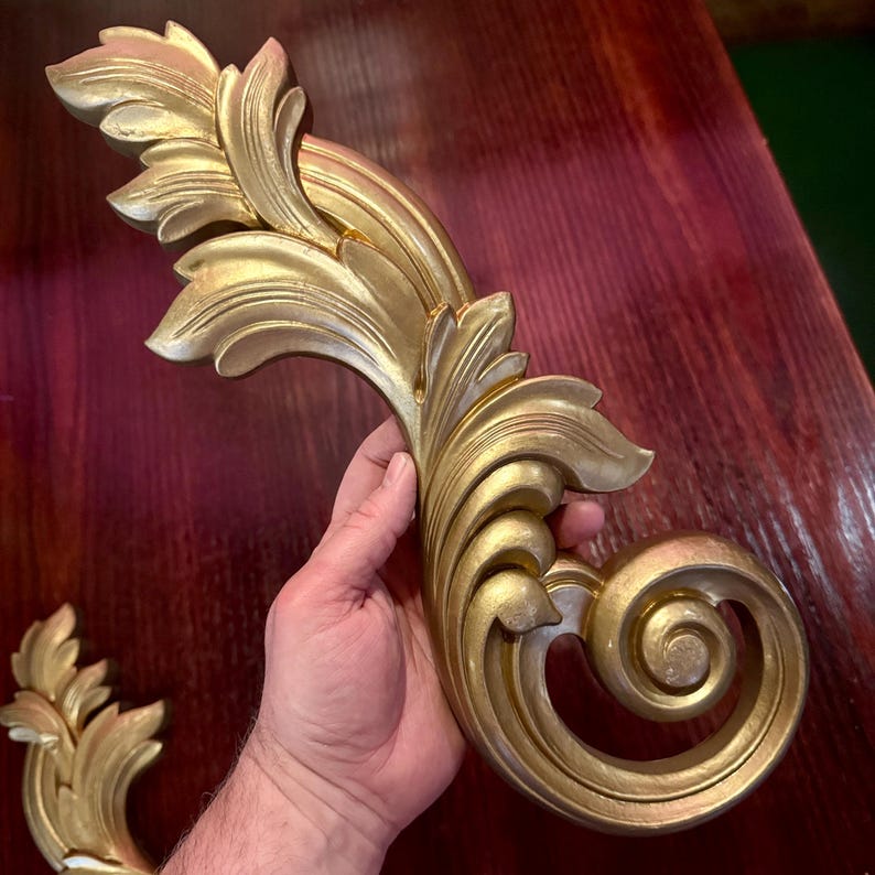 MCM Baroque-style Golden Pediment Wall Decor - Etsy