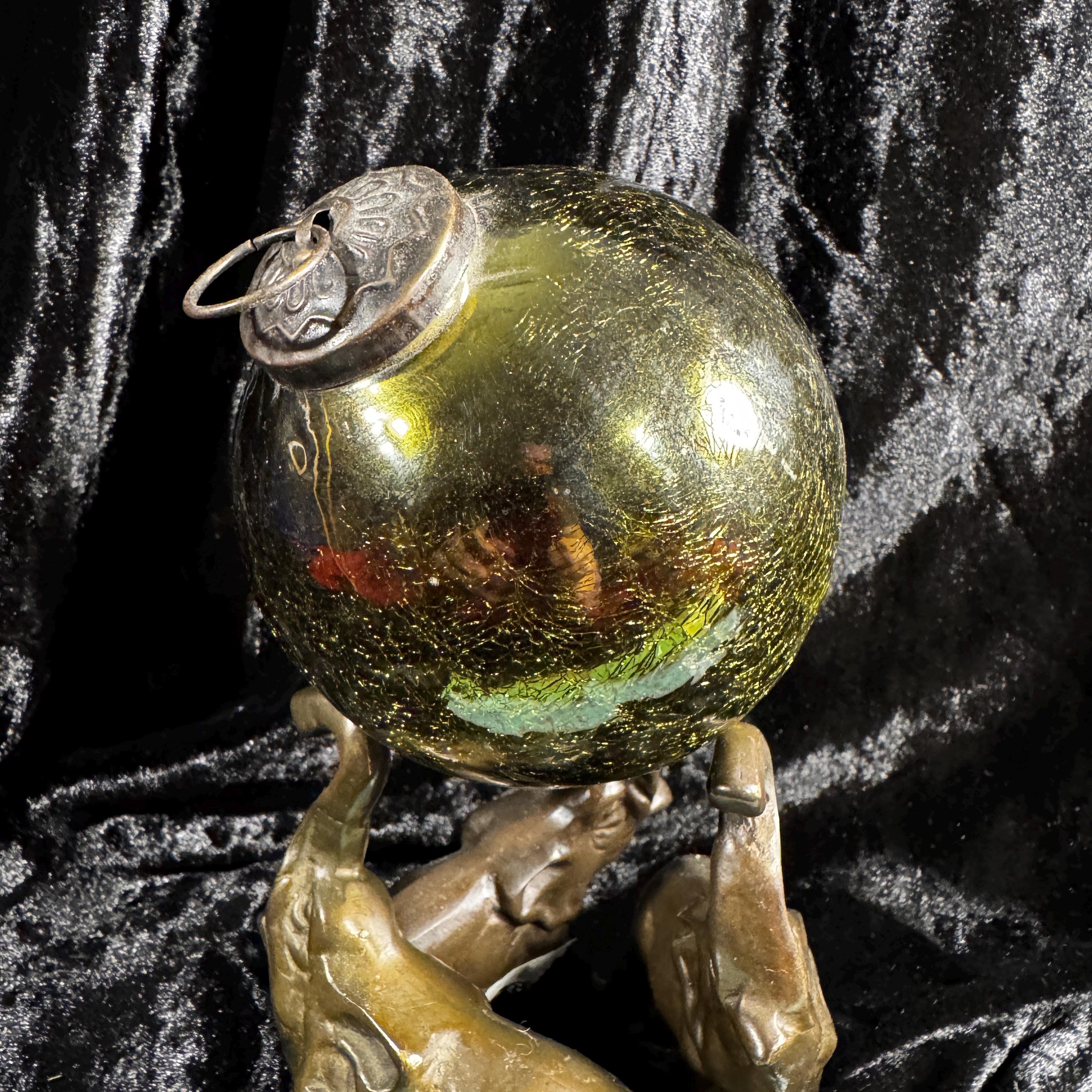 Vintage KUGEL Style Crackle Glass Ornament Balls. Amethyst Green Orange ...