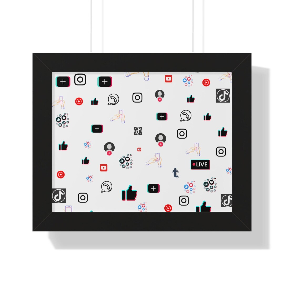 Framed Social Media Poster, Modern Digital Art Print for Home Decor ...
