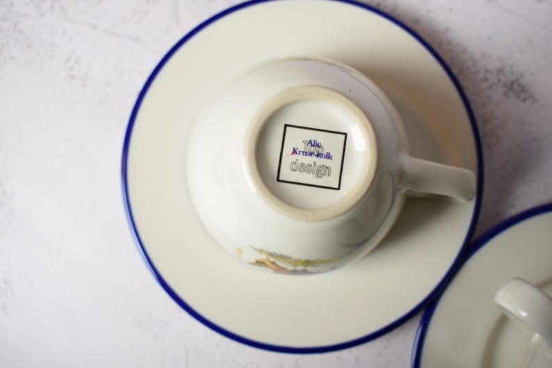 Vintage Alie Kruse-kolk Cups With Saucers: Rooster & Hen Landleven ...
