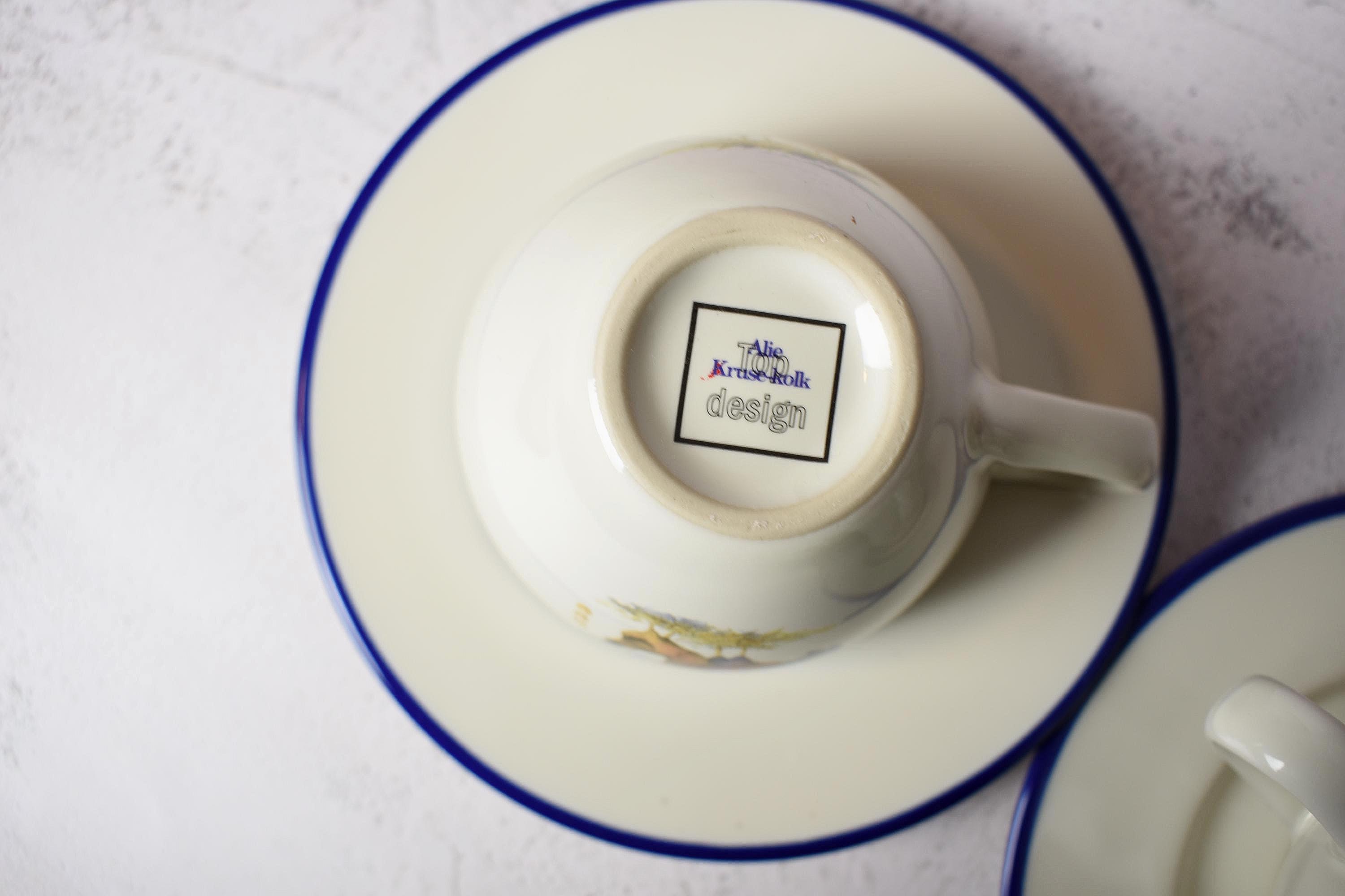 Vintage Alie Kruse-kolk Cups With Saucers: Rooster & Hen Landleven ...