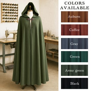 Mens Medieval Linen Hooded Cape Cloak With Hood, LARP Roleplay Dnd ...