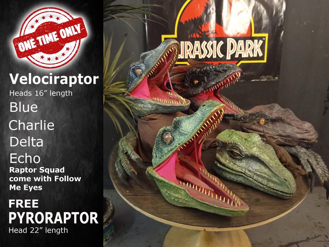 Velociraptor 4 Head Free Pyro Raptor Head Life Size. - Etsy