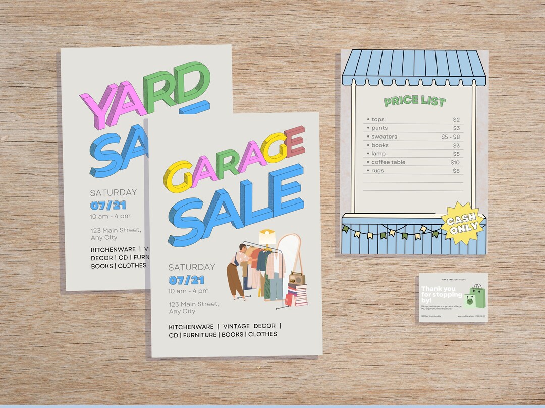 Yard Sale Flyer Modern Garage Sale Sign Editable Template Customizable ...