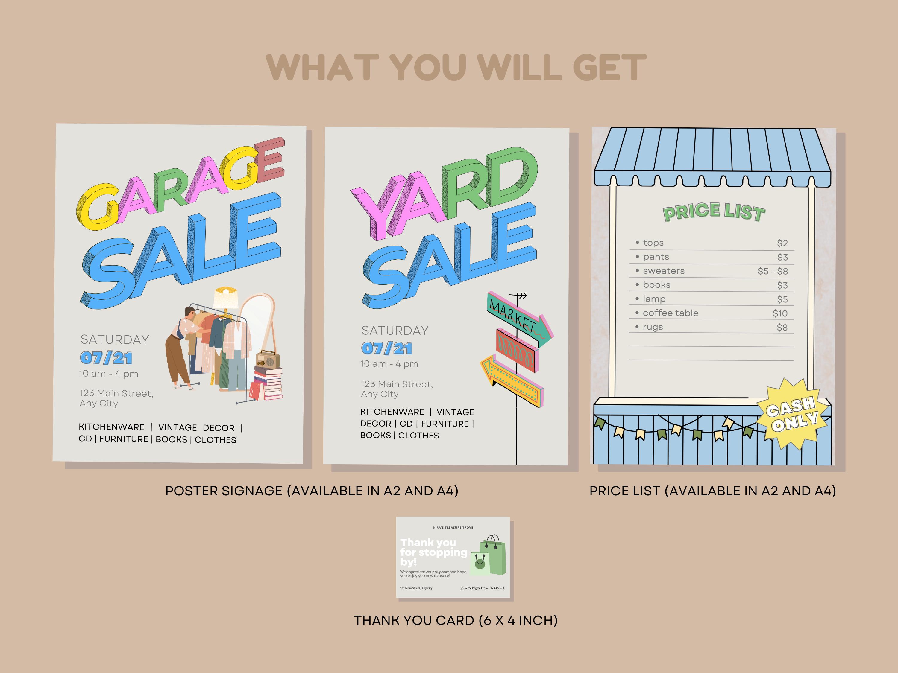 Yard Sale Flyer Modern Garage Sale Sign Editable Template Customizable ...