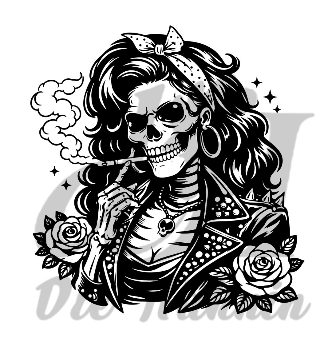 Skull-lady Plot Design | Rockabilly Gothic | Tattoo Style | Halloween ...