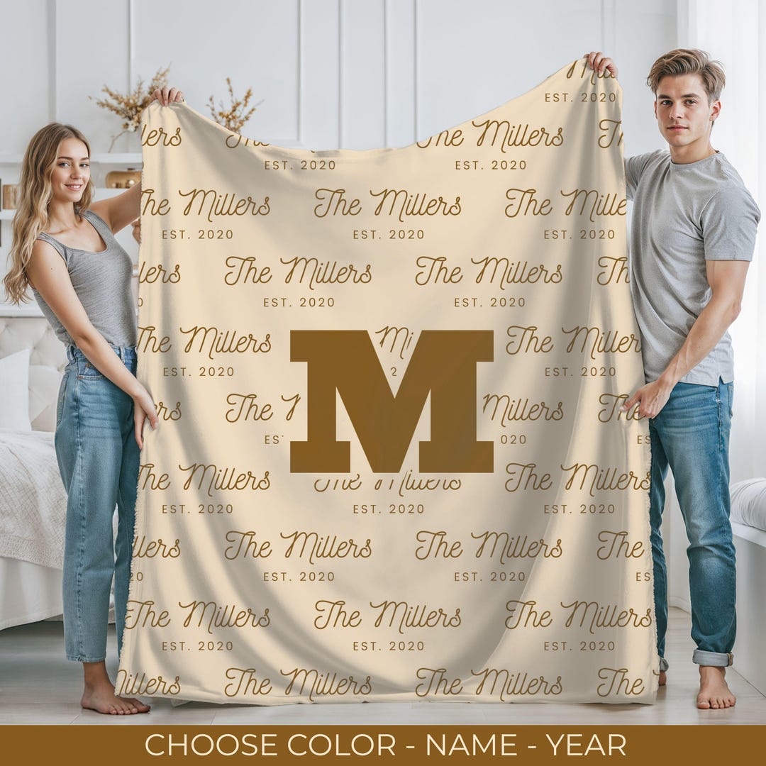 Custom Family Name Blanket | Personalized Last Name Initials Throw With ...